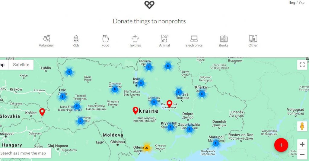 Ukrainian-Italian duo creates map of charities accepting items for ...