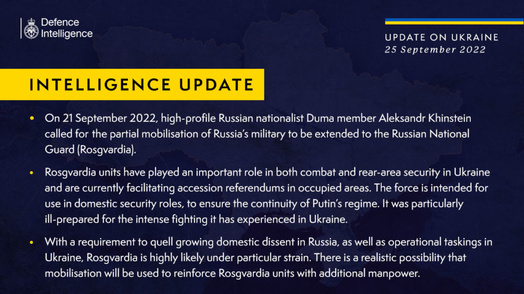 Russia likely to reinforce its national guard using mobilization ...