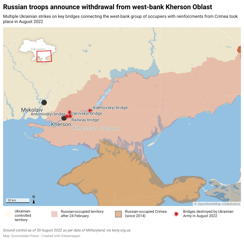 Russia announces troop withdrawal from western-bank Kherson Oblast ...