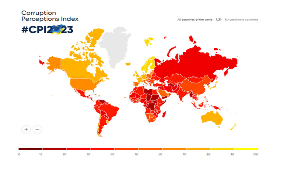 Ukraine ranks 104th out of 180 in 2023 Corruption Perceptions Index by Transparency ...
