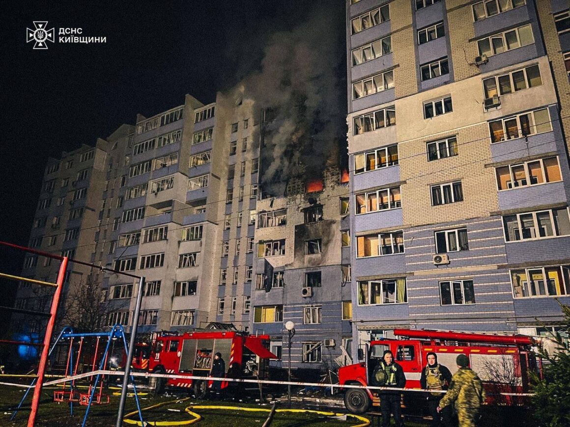 Russian drone attack kills three people in Kyiv Oblast, debris ...