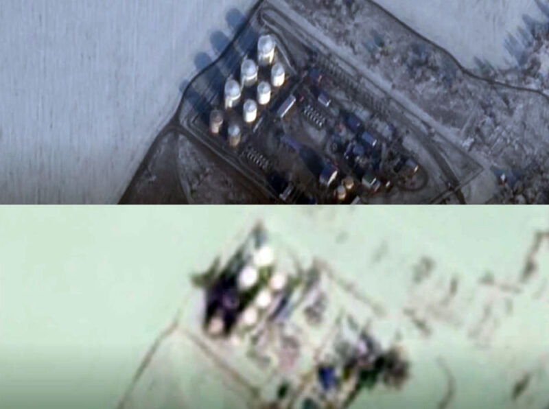 Satellite image reveals damage to Russian oil refinery in Russia's ...